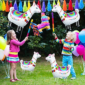 6 Pcs Walking Llama Animal Balloons Self Standing Lovely White Alpaca Llama Foil Balloons for Mexican Fiesta Themed Party Children Birthday Party Baby Shower Wedding Party Decorations