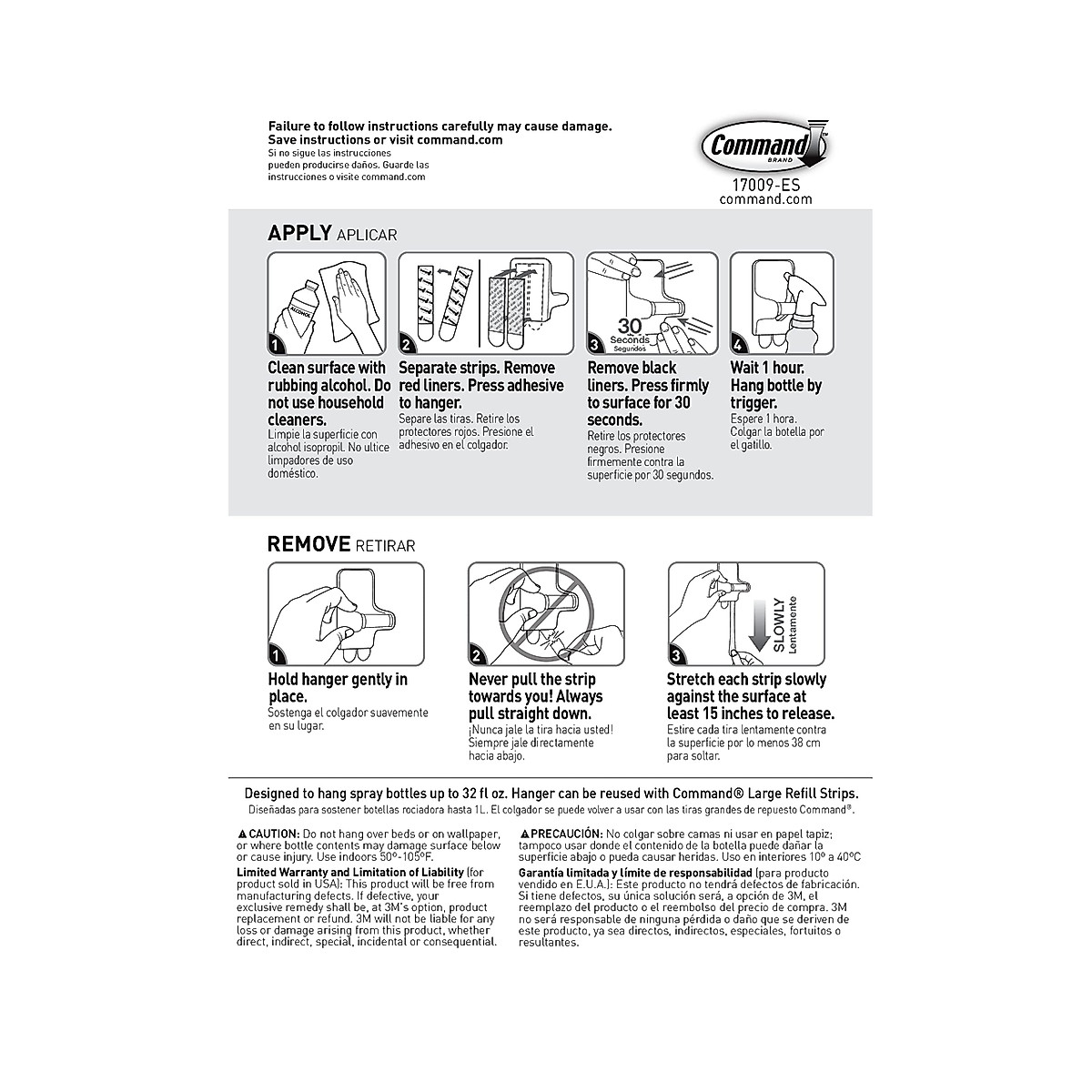 Command Spray Bottle Hanger with 2-Strips, 2-Pack, Organize Damage-Free