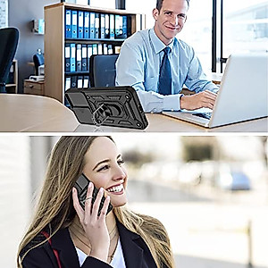 ATUMP Compatible with Samsung Galaxy S21 Plus Case with HD Screen Protector with Slide Camera Cover, 360° Rotation Ring Kickstand [Military Grade] Case for Samsung Galaxy S21 Plus1,Black