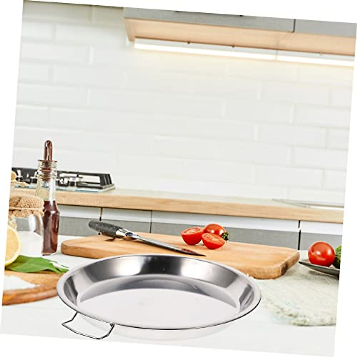 BESTonZON 10 Pcs Stainless Steel Disc Round Serving Platter Tool Trays Serving Tray Round Fish Steaming Plate Fish Dish Steak Tray Stainless Steel Reel Silver Flat Stainless Steel Dishes