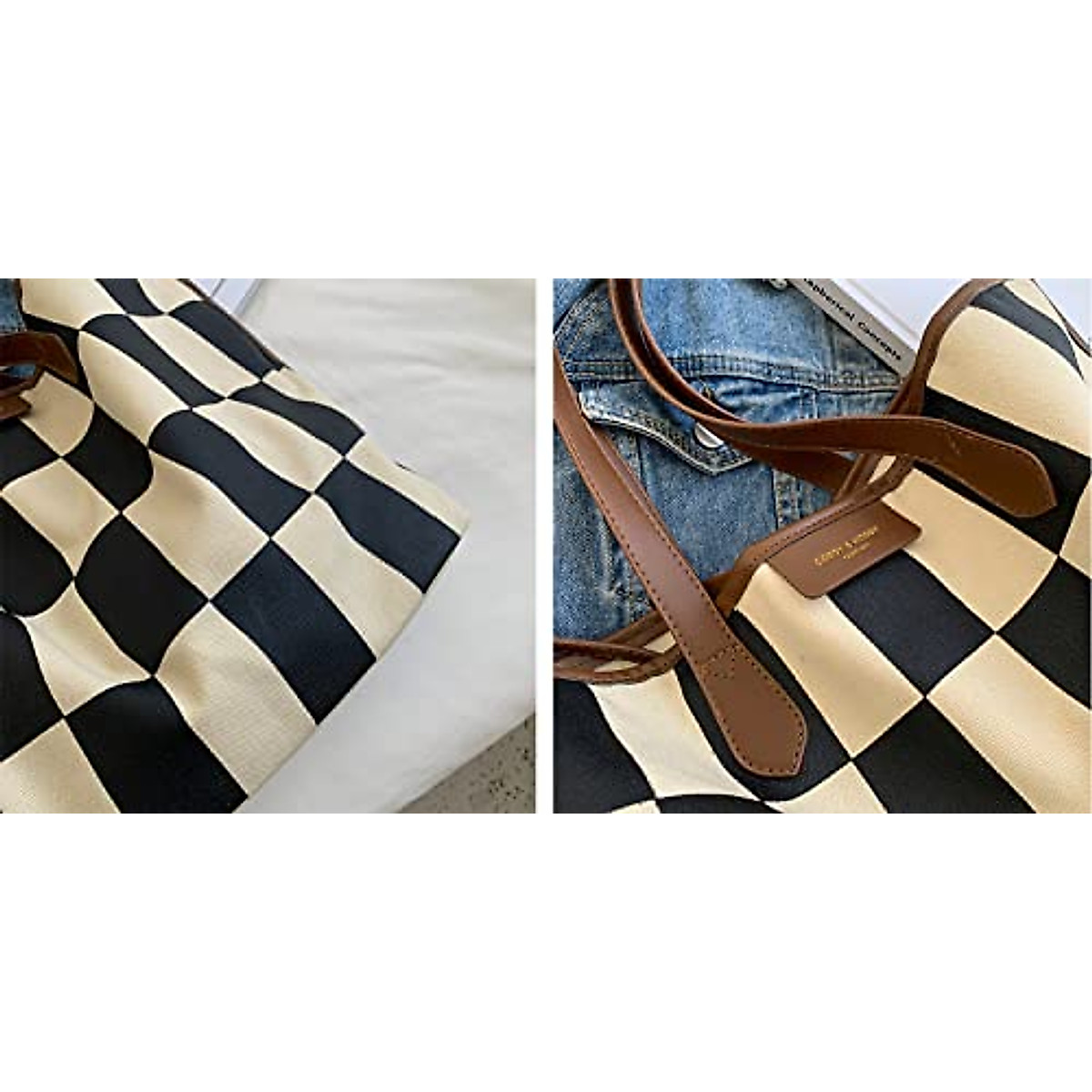 Canvas Womens Crossbody Handbag Shoulder Bag Purse Set Top Handle Satchel Casual Messenger Bag with Adjustable Shoulder Strap (beige)