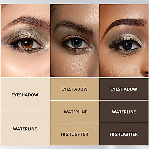 Cream Single Eyeshadow Stick with Blending Brush, Hypoallergenic Eye Shadow Stick Makeup, Pro Waterproof & Long Lasting Eye Brightener Stick, Eyeshadow Pencil Crayon Shimmer #06