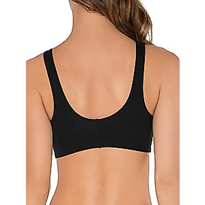 Fruit of the Loom womens Front Closure Cotton Sports Bra, Black/White/Heather Grey 3-pack, 36 US