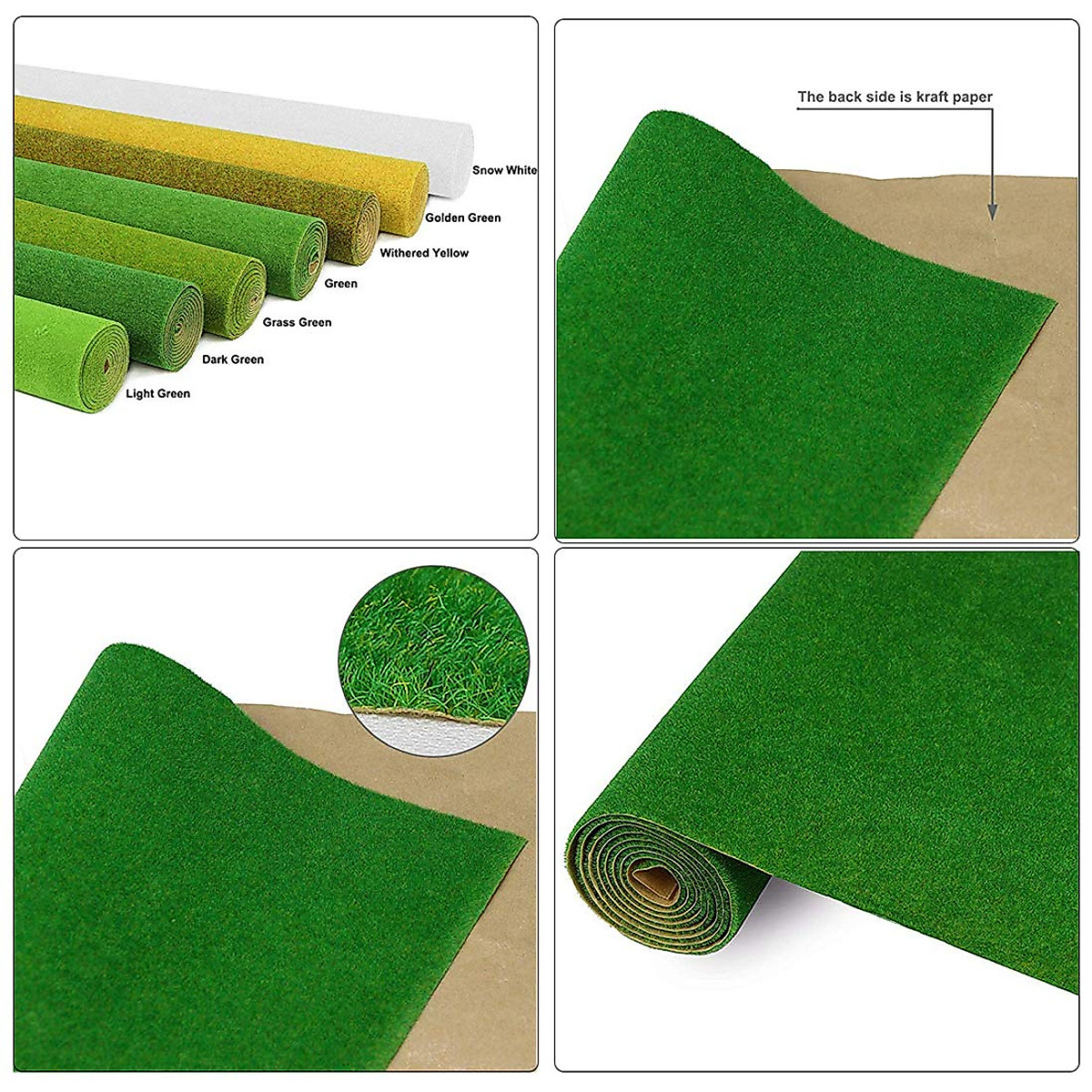 RuiyiF Model Train Grass Mat 16.1 x 39.4 Inches, Artificial Model Grass for Crafts Decoration Train Scenery Miniature Doll House