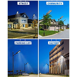 Lovus 2Pack Solar LED Street Light, 2000W Outdoor Solar Parking Lot Light Dusk to Dawn with Motion Sensor for Garage, Driveway, IP65 Waterproof, Wall or Pole Mount, ST60-010-2