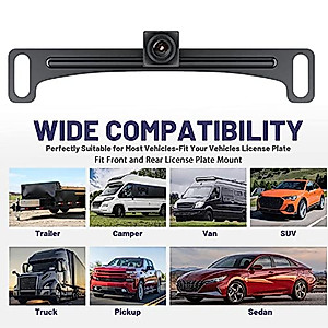 EWAY Rear View Backup Camera W/ Bracket Mounting Front Rear View License Plate Reversing Camera for Truck Pickup SUV Sedan Universal Parking Guide Line On/Off