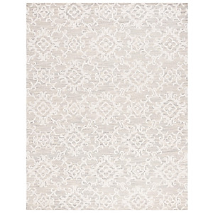 SAFAVIEH Blossom Collection Area Rug - 8' x 10', Grey & Ivory, Handmade Wool, Ideal for High Traffic Areas in Living Room, Bedroom (BLM104A)