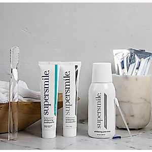 Supersmile Teeth Whitening Set - 6 Minutes to a Whiter Smile - Toothpaste, Accelerator, Toothbrush, Activating Rods, and Pre-Rinse - Up to 6 Shades Whiter Teeth - No Sensitivity (Original Mint)