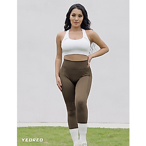 YEOREO Amplify Leggings for Women Seamless Scrunch Leggings Butt Lifting Gym High Waisted Athletic Leggings Coffee