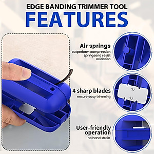 Edge Banding Trimmer,Veneer Trimmer with Tungsten Carbide Blades for Edge Trimmer Woodworking 1 Pack, Blue