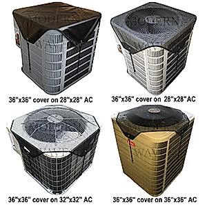 MODERN WAVE - 2 (Two) Central Air Conditioner Covers for Outside Units 36 x 36 inch - 1 (One) Top Universal Mesh Cover and 1 (One) Winter Waterproof Outdoor AC Defender Cover (Black, 36" x 36")