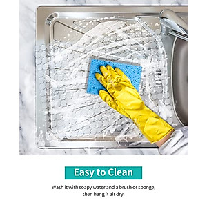 Bligli 2-Pack Kitchen Sink Mat: PVC Adjustable Sink Protector | Sink liner Pad | Dish Drying Mats, Easy to Clean & DIY Cut | 15.7 x 11.8 inch (Clear)