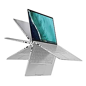 ASUS Chromebook Flip C434-DS384T 2 in 1 Laptop, 14" Touchscreen Full HD 4-Way NanoEdge, Intel Core M3-8100Y Processor, 8GB RAM, 64GB eMMC Storage, Backlit KB, Silver, Chrome OS (Renewed)