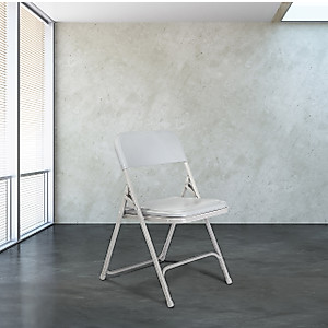 National Public Seating 800 Series Steel Frame Premium Light Weight Plastic Seat and Back Stacking Folding Chair with Double Brace, 480 lbs Capacity, Grey