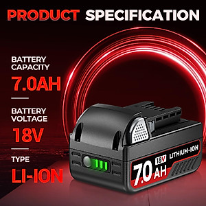GROWFEAT 2Pack 7.0Ah 18V Battery Replacement for Milwaukee M-18 Battery, Compatible with Milwaukee 18V Battery and Tools