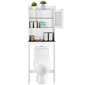 JungleA Over The Toilet Storage Wooden Cabinet Space Saver Bathroom Organizer for Home Bathroom Linens Toiletry White