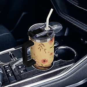 LPSADGF Cute Owl Insulated Stainless Steel Travel Mug, 40 Oz Tumbler with Handle And Straw Double-Wall Vacuum Coffee Cup, Leak-Proof Lid, Keeps Drinks Hot/Cold for Hours