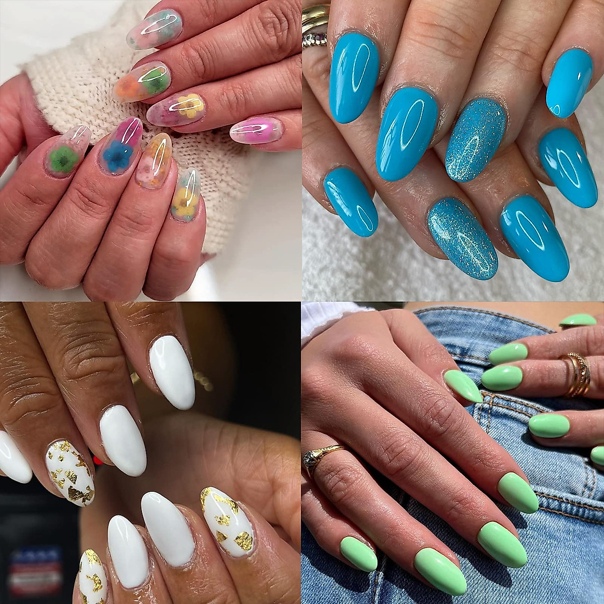 UNA GELLA Round Almond Fake Nails Clear Medium 216 pcs Oval Nail Tips Almond Oval Press on Nails for Full Cover Acrylic Almond Oval Nails French False Nails 12 Sizes False Soft Gel Tips