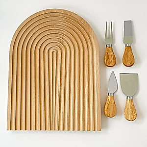 Charcuterie Board Set - Cheese Board and Knife Set - 4pc Cheese Knife Set - Cheese Boards Charcuterie Boards - Decorative Serving Trays Board for Charcuterie - Wood Charcuterie Boards