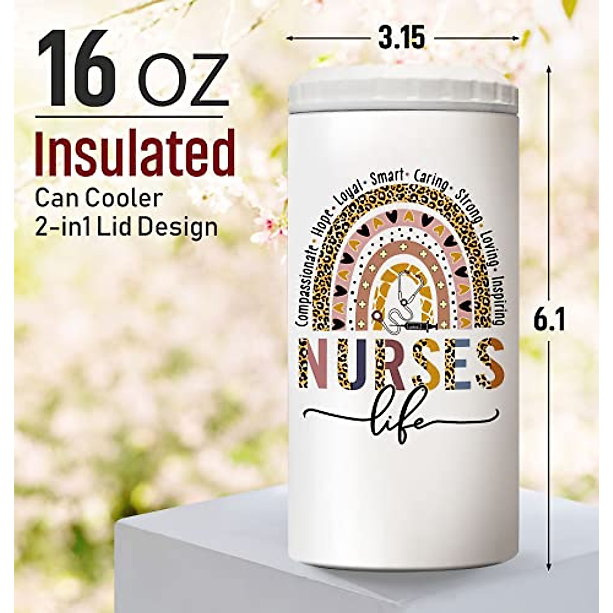Nurse Gifts for Women, Gifts for Nurses Women - Nurse Accessories For Work - Nurse Gifts for Birthday, Nurses Week, Appreciation Week, Graduation - Nurse Present, Nurse Tumbler Can Cooler 16 Oz