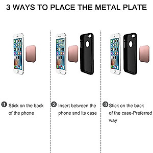 SENHAI 8 pcs Phone Car Mount Metal Plate with Adhesive for Magnetic Cradle-Less Mount, 4 Rectangular and 4 Round - Black, Silver, Gold, Rose Red