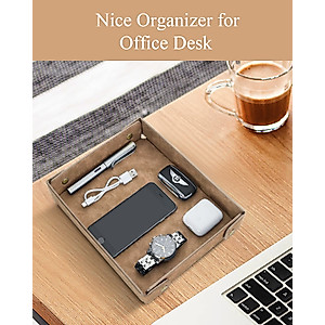 CASIRENA Father's Day Gifts Faux Leather Valet Tray Organizer for Men - Catch-All Tray for Entryway Table Key, Wallet, Watch, Coin Change, Phone, Dresser EDC Dump Jewelry, Bedside Nightstand Desk-top