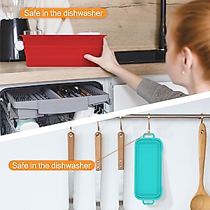 Silicone Bread Loaf Pan, 2 Pack Loaf Pans for Baking Bread, Non-Stick Silicone Baking Mold Easy Release for Homemade Breads, Cakes, Quiche Omelets, Meatloaf, etc. -8.2” X 3.3” X 2.7” (Red+LBlue)