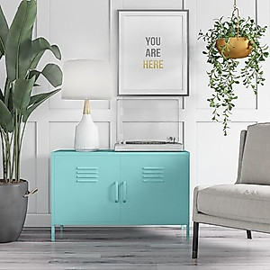 Novogratz Cache 2 Door Metal Locker Accent, Mint Cabinet