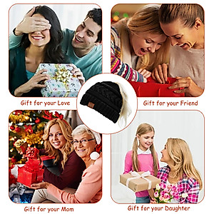 Pukavt 1 Pack Winter Hat Ponytail Beanie Hat for Women, Soft Stretch Cable Knit Messy Bun Beeanie,Trendy and Warm Beige