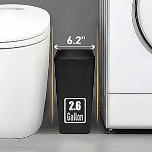 TIPGO Bathroom Trash Can with Lid, 10 Liter/ 2.6 Gallon Slim Garbage Can, Small Trash Bin Waste Basket with Pop-Up Lid for Kitchen, Bedroom, Living Room, Office (Black)