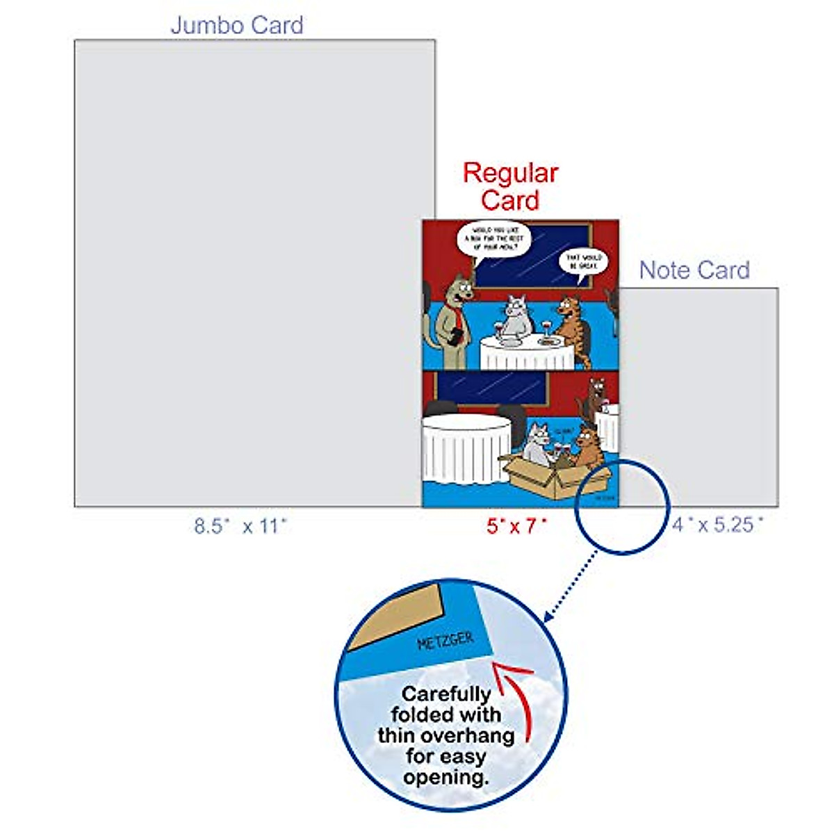 NobleWorks - Funny Anniversary Card with Envelope - Cartoon Marriage Humor, Spouse Notecard for Anniversary - Cat Box C7005ANG