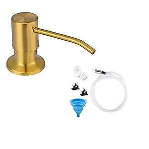 SAMODRA Soap Dispenser for Kitchen Sink, Premium Stainless Steel Pump Head 17 OZ Bottle 3.15 Inch Threaded Tube & Sink Soap Dispenser Extension Tube Kit 39" with Metal Check Valve,Upgraded Check Valve