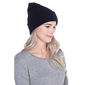 CUFFED PLAIN SKULL BEANIE HAT / CAP | Winter Unisex Knit Hat Toboggan For Men & Women | Unique & Timeless Clothing Accessories By Top Leve, Black
