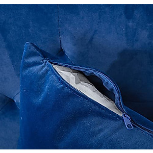 HBHM Velvet Accent Sofa, Loveseat Mid Century Modern Velvet Fabric Couch, Convertible Futon Sofa Bed, Recliner Couch Accent Sofa Loveseat Sofa with Gold Metal Feet (Blue, OneSize)