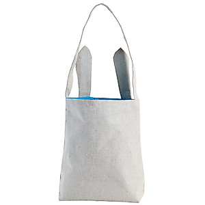 Lillian Vernon Personalized Blue Easter Basket Totes with Bunny Ears - Canvas 4" x 9" x 12", Embroidered with Child's Name, Boy's Blue Easter Basket