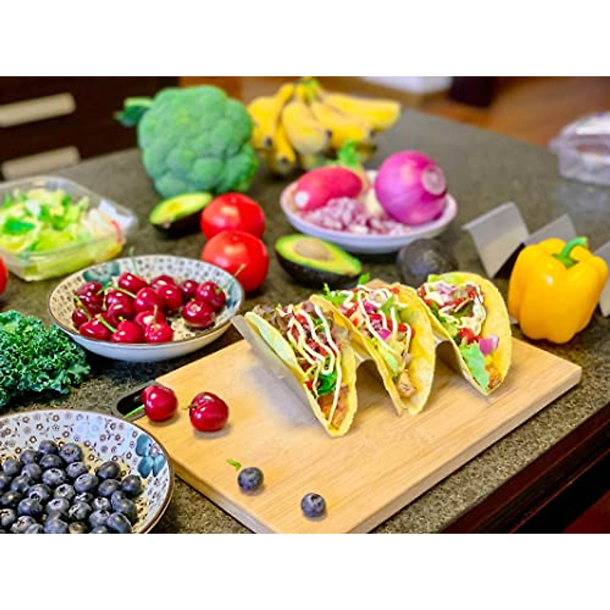Taco Holder - Taco Stand Stainless Steel Set of 4, Dishwasher, Oven and Grill Safe, Easy to Clean and Folded Up for Compact Storage, Nacho Trays for Taco Tuesday Dinner Party