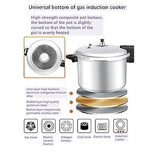 ZLDGYG Polished Aluminum Pressure Cooker/Canner Cookware, 16-Quart, Silver