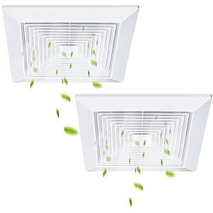 Baquler Exhaust Bathroom Fan Cover Bathroom Ceiling Fan Grille with Springs Plastic Replacement Vent Cover Wall Mount for Square Ceiling for Ventilation Fan(9 x 9'', 2 Pcs)