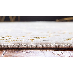 Unique Loom Marilyn Monroe Glam Collection Area Rug - Dahlia (2'x 3' 1' Rectangle, White Gold/ Gold)