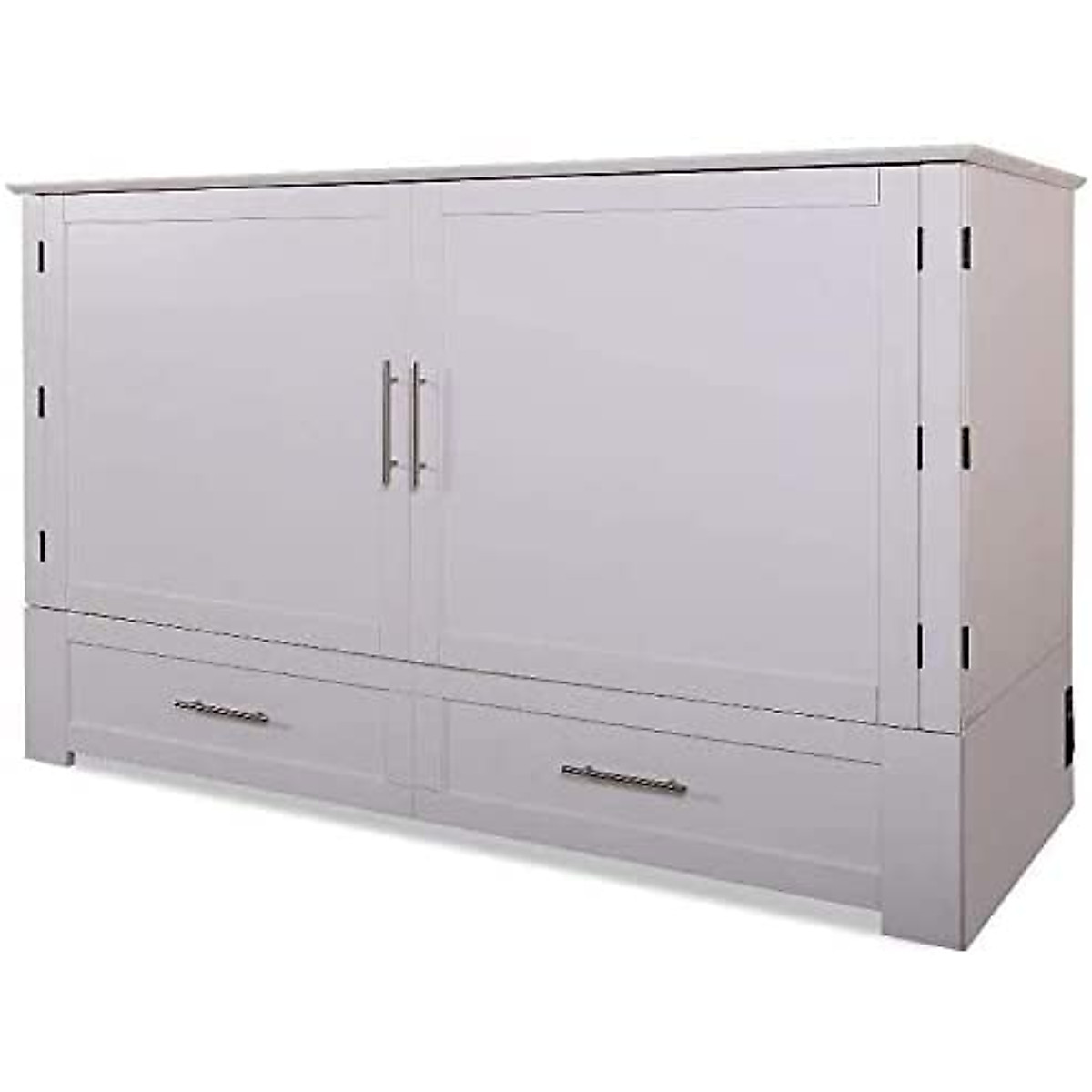 Mega Solutions Emurphybed Daily Delight Murphy Cabinet Chest Bed with Charging Station 8 Inch, Queen (White)