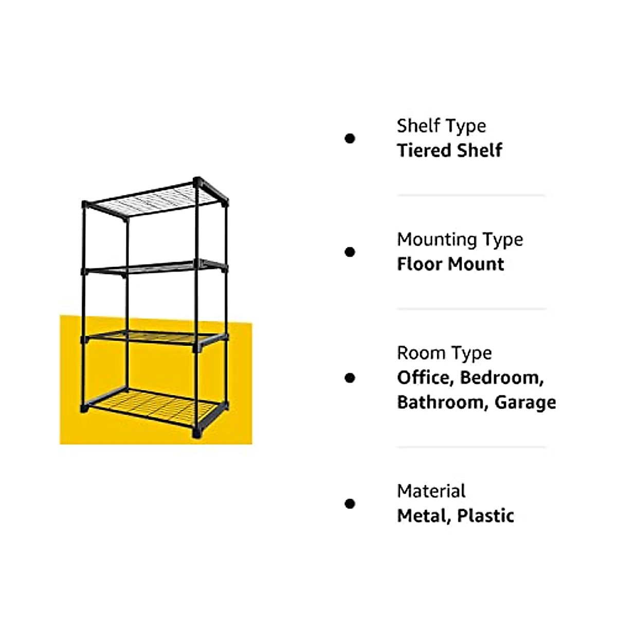 TABIGER 47.3" Storage Shelves Unit, Closet Wire Shelving for Storage with 4 Tier Metal DIY Stackable Shelves, Closet Shelving for Kitchen Bedroom Laundry Room Living Room, 25.6" W x 15.8" D x 47.3" H