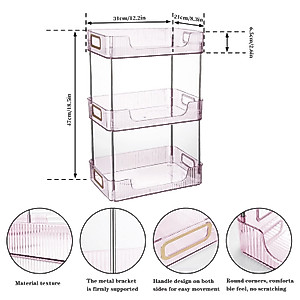 KSDSOAM 3 Tiers Bathroom Countertop Organizer, Cosmetics Skincare Organizer Holder for Perfume, Bathroom Organizers and Storage for Dresser Vanity Tray Sink (Pink)