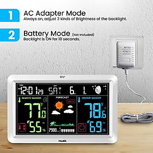 Weather Station with Atomic Clock Indoor Outdoor Thermometer Wireless, Humidity and Temperature Monitor Barometer Hygrometer with High Precision Sensor White