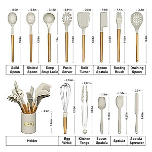 Kitchen Cooking Utensils Set, 14 PCS (Khaki)