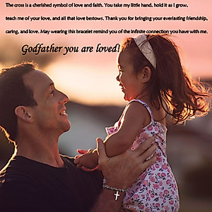 PARTNER Godfather Gifts from Godchild Godfather Baptism Gifts Cross Charm Bracelet Godfather Stone Beads Bracelet (Tiger Eye Stone Beads Godfather Bracelet)