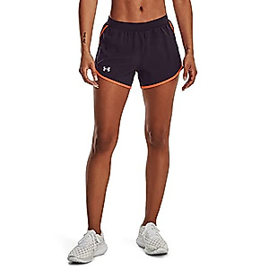 Under Armour womens Fly By 2.0 Running Shorts , (541) Tux Purple / Orange Blast / Rebel Pink , Small