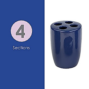 4-Piece Ceramic Bathroom Set (Navy), By Home Basics | Contemporary Design Bathroom Sets | Bath Accessories For Bathroom | Includes Soap Dish, Tumbler, Toothbrush Holder, and Lotion Dispenser