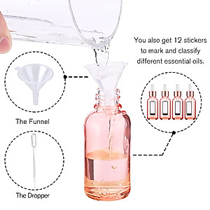 PrettyCare 4 Pack 1oz Eye Dropper Bottle Rose for Essential Oils with Measured Pipettes, 30ml Glass Bottles with Eye Droppers Tincture Bottles, Leak Proof Travel Bottles