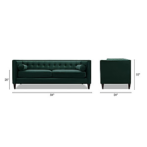 Jennifer Taylor Home Jack 84" Modern Tuxedo Tufted Sofa, Hunter Green Performance Velvet