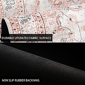 MELAJIA Boho Kitchen Rugs Sets of 3 Non Slip Washable Pink Durability Laundry Room Mat for Washer and Dryer Easy to Wipe Low-Profile Runner Rug for Hallway Entryway Bathroom